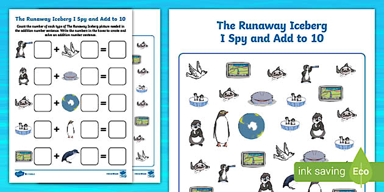 👉 The Runaway Iceberg I Spy and Add to 10 Activity