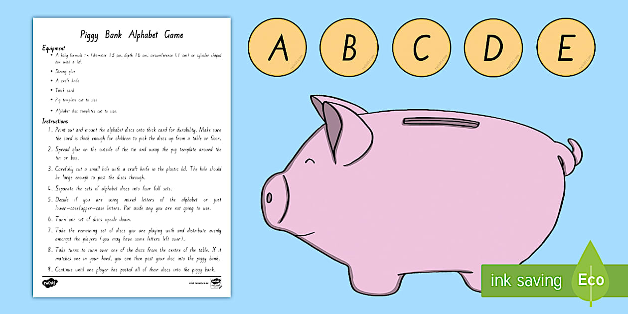 Piggy Bank Alphabet Memory Game (teacher made) - Twinkl