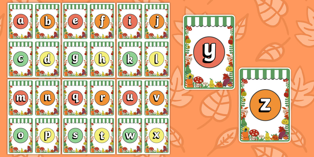 Autumn Market Themed Lower-Case Alphabet Flashcards - Twinkl