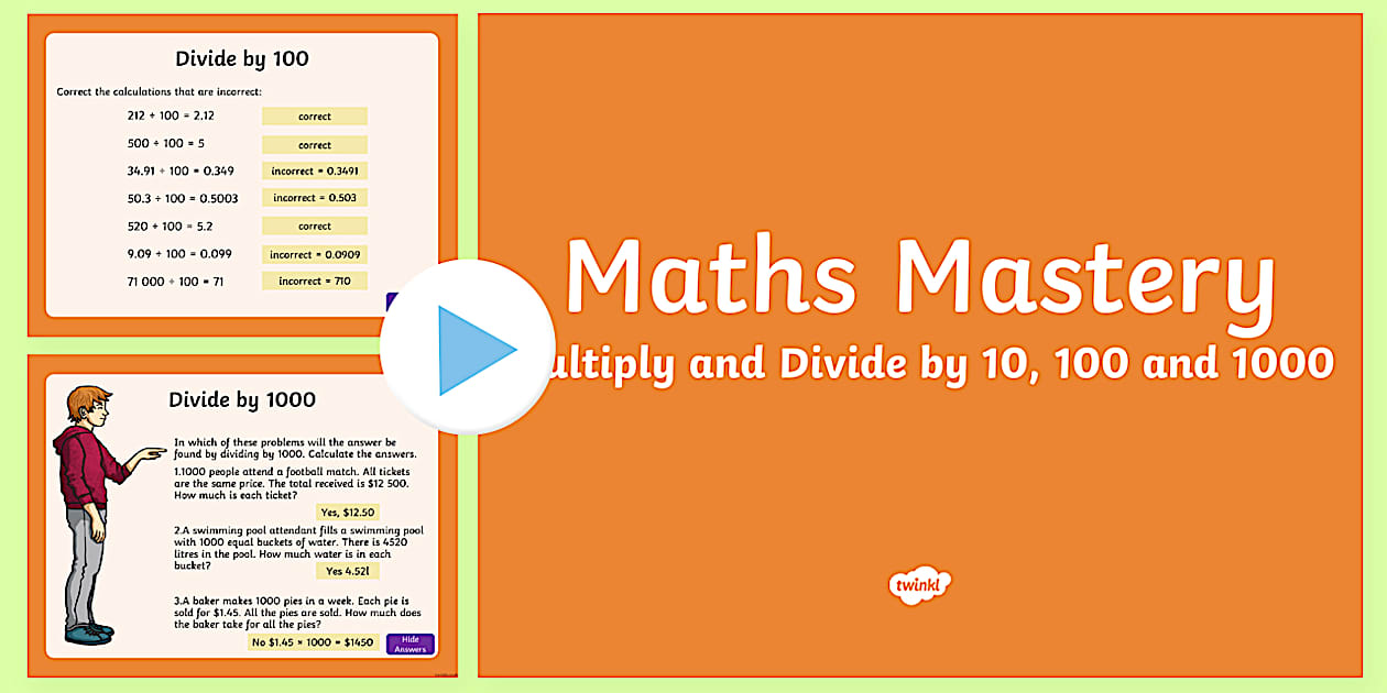 Multiplication and Division, Multiply and Divide by 10 100 1000 Maths ...