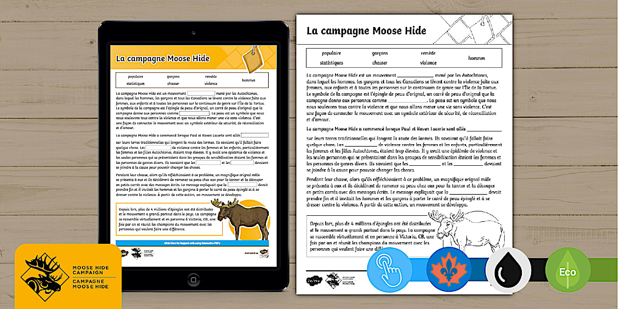 FREE! - Moose Hide Campaign Cloze French (teacher made)