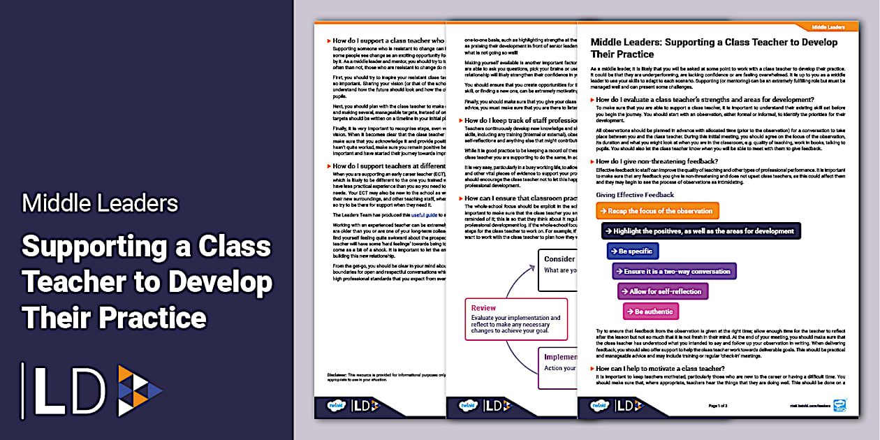 Middle Leaders: Supporting a Teacher to Develop Their Practice