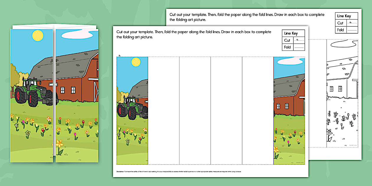 Farm Folding Art Template (teacher made) - Twinkl
