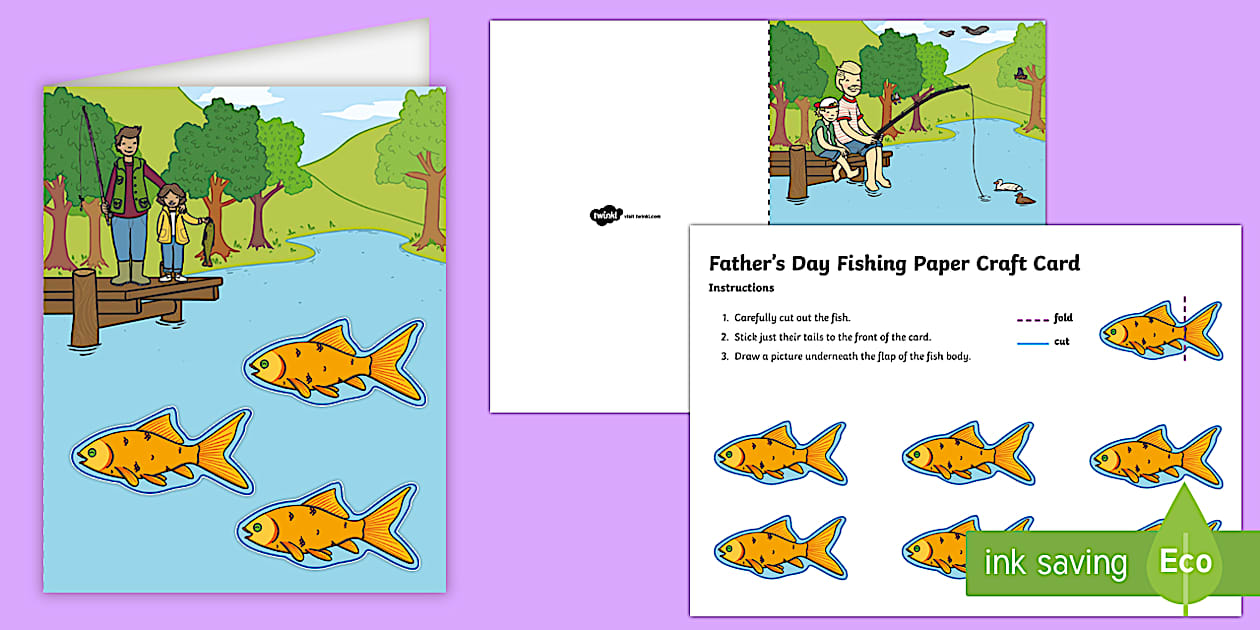 Simple Father's Day Fishing Paper Craft Cards - Twinkl