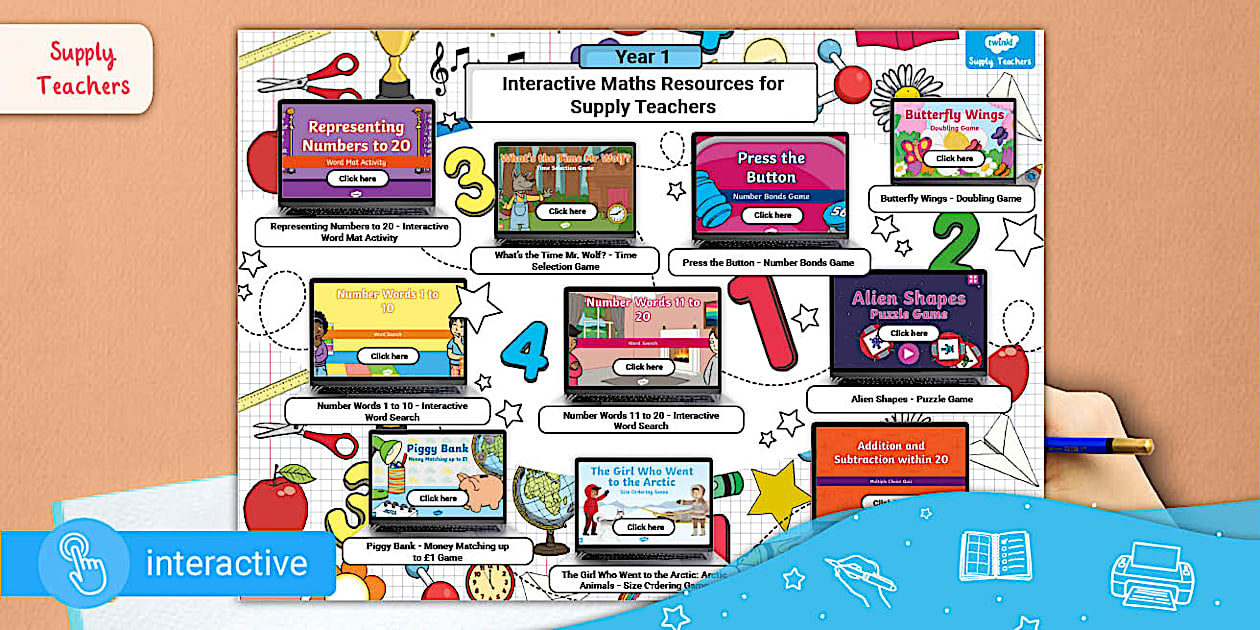 Interactive Year 1 Maths Resources for Supply Teachers