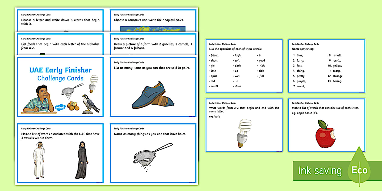 UAE Early Finisher Challenge Cards (teacher made) - Twinkl