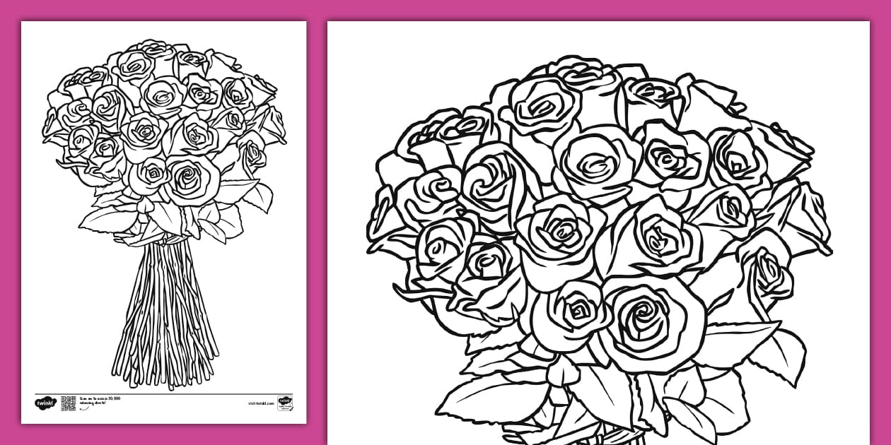 Flowers for Wedding Colouring Sheet (teacher made) - Twinkl