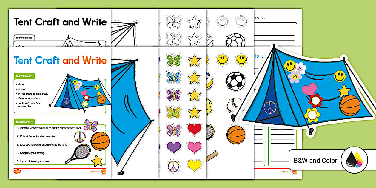 Tent Craft and Write Activity Worksheet | Resource | Twinkl USA