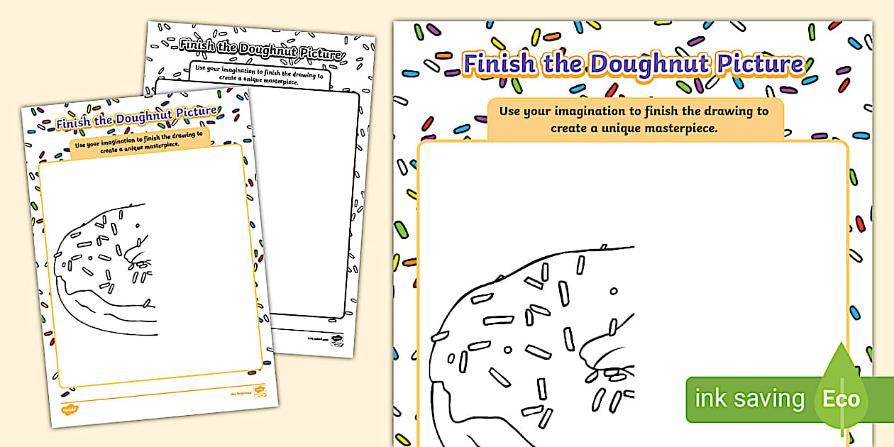 Finish the Doughnut Picture Worksheet (teacher made)