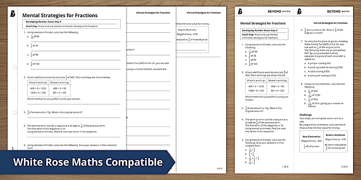 👉 Mental Strategies for Fractions (teacher made) - Twinkl