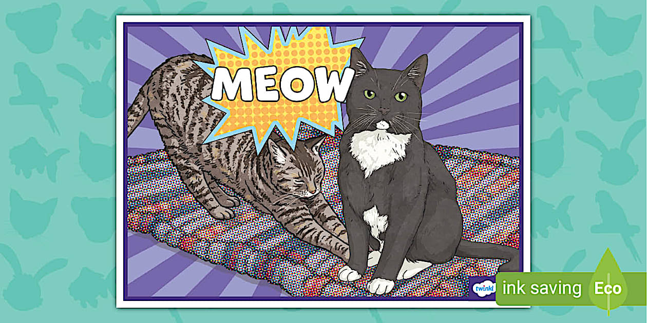 Cat Pop Art Display Poster (teacher made) - Twinkl
