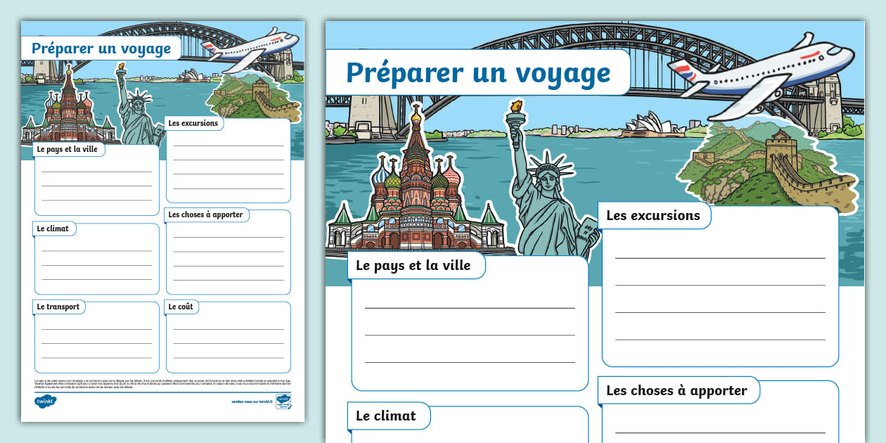 Feuille de travail : Préparer un voyage (teacher made)