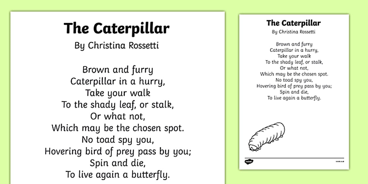 The Caterpillar by Christina Rossetti Poem Print-Out
