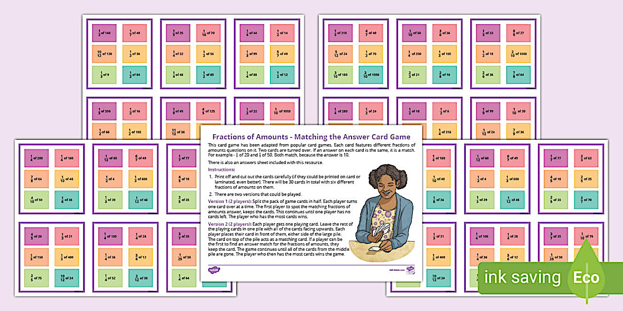 Fractions of Amounts Matching - What's the answer? Card Game