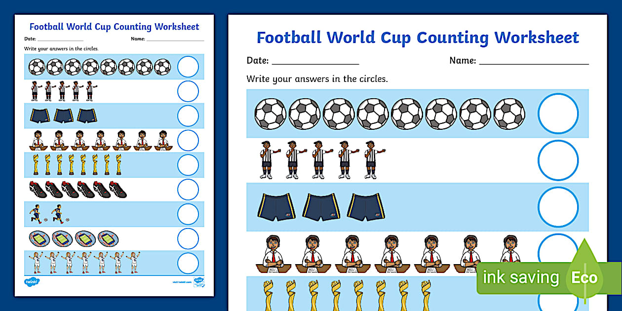 Football World Cup Counting Worksheet