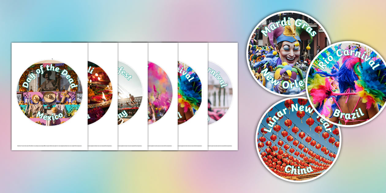 Festivals Around the World Circle Display Photo Cut-Outs