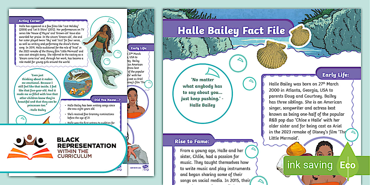 KS2 Halle Bailey Fact File (l'enseignant a fait) - Twinkl
