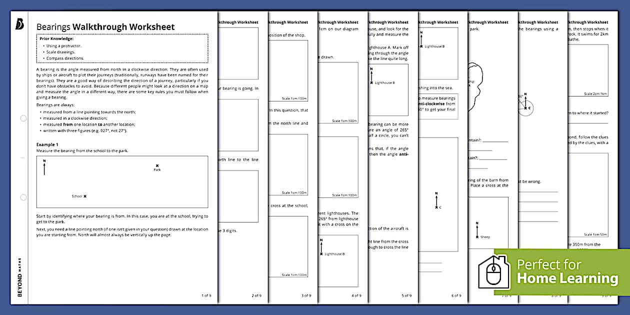 👉 Bearings Worksheet | Geometry and Measure | Beyond