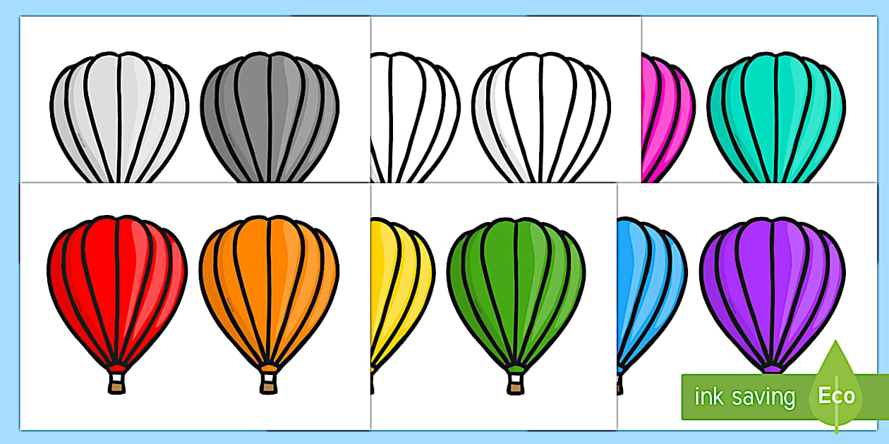 Editable Hot Air Balloons 2 per A4 Plain Arabic/English - Editable Hot Air