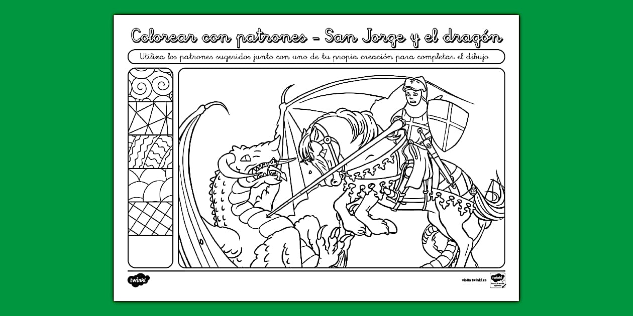 Ficha de actividad: Colorear con patrones: San Jorge y el dragón