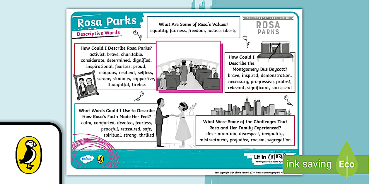 The Extraordinary Life of Rosa Parks: Descriptive Word Mat