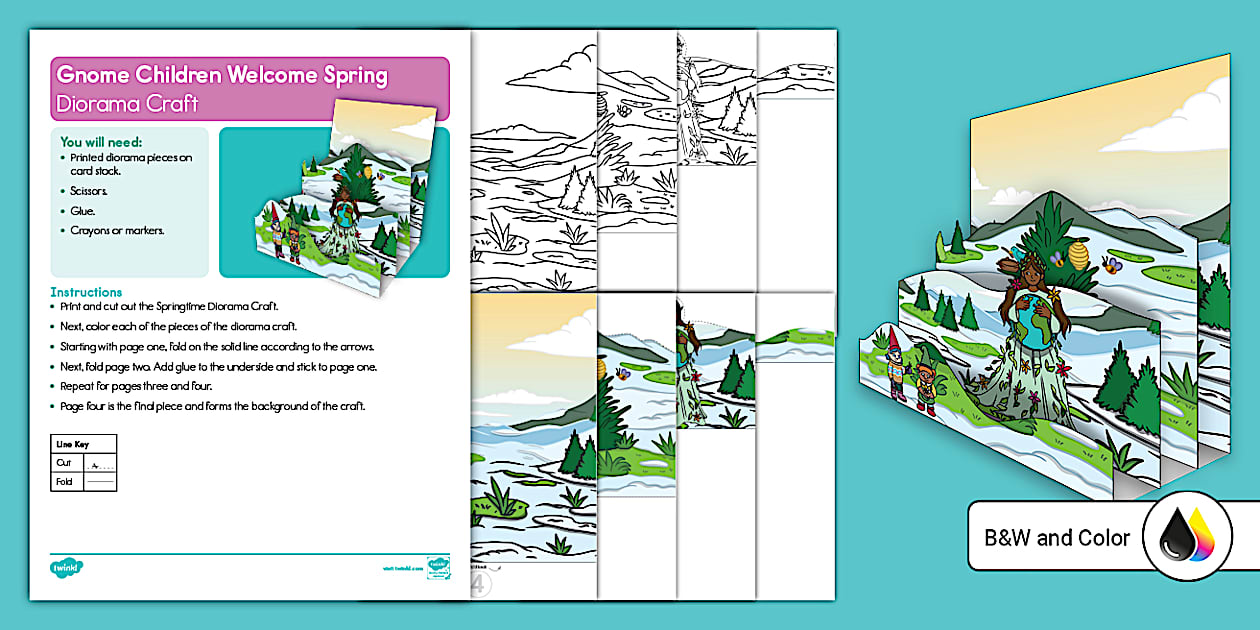 Gnome Children Welcome Spring Diorama Craft (Teacher-Made)