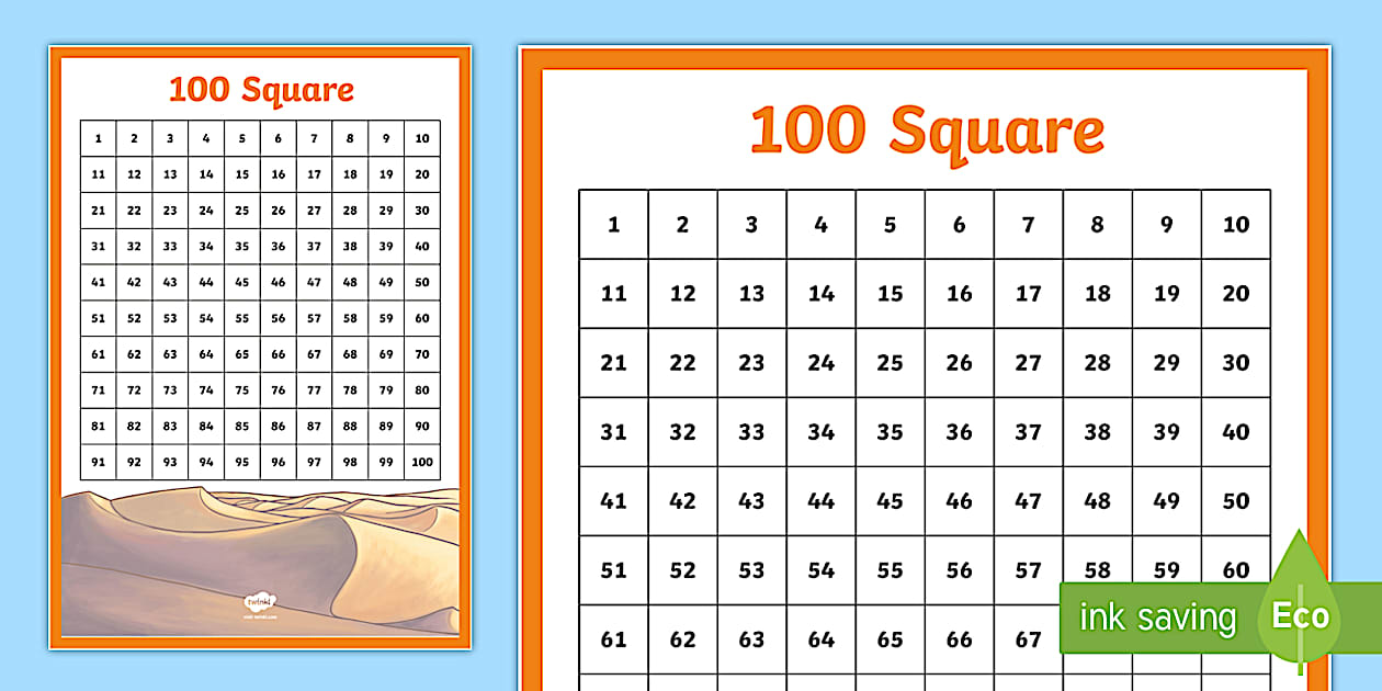 Desert Themed 100 Square - Twinkl