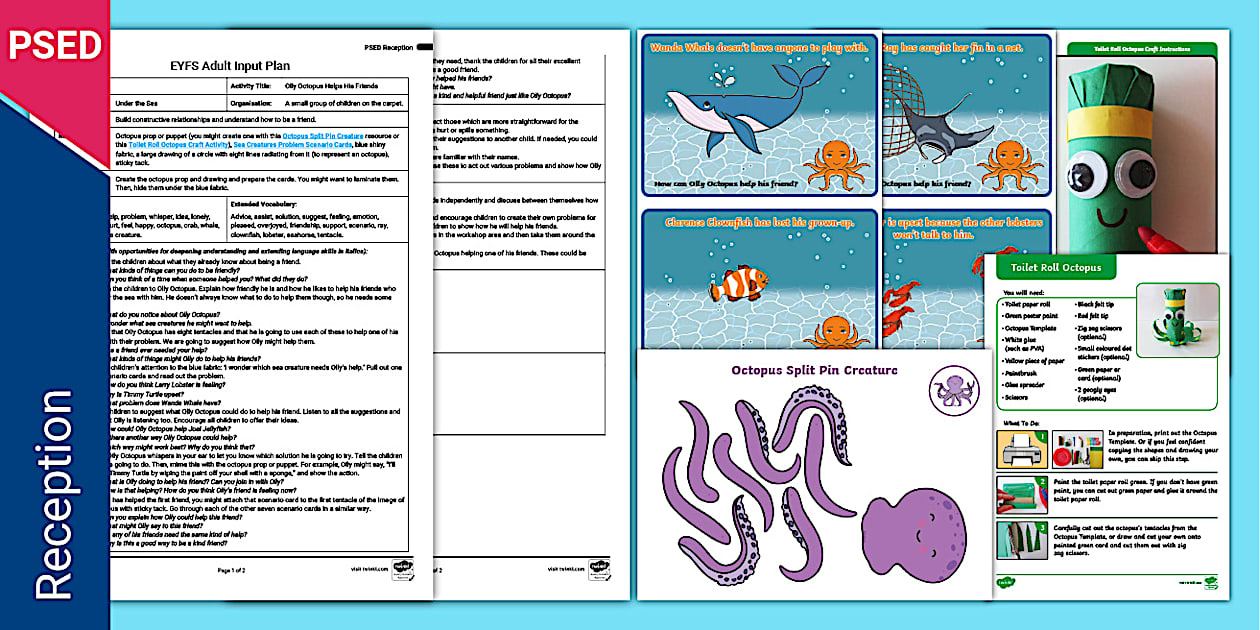 EYFS Olly Octopus Helps His Friends Adult Input Plan and Resource Pack