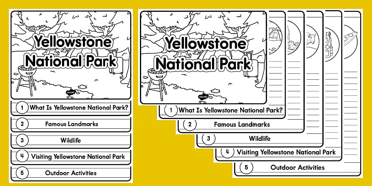 Yellowstone National Park Flipbook for K-2nd Grade - Twinkl