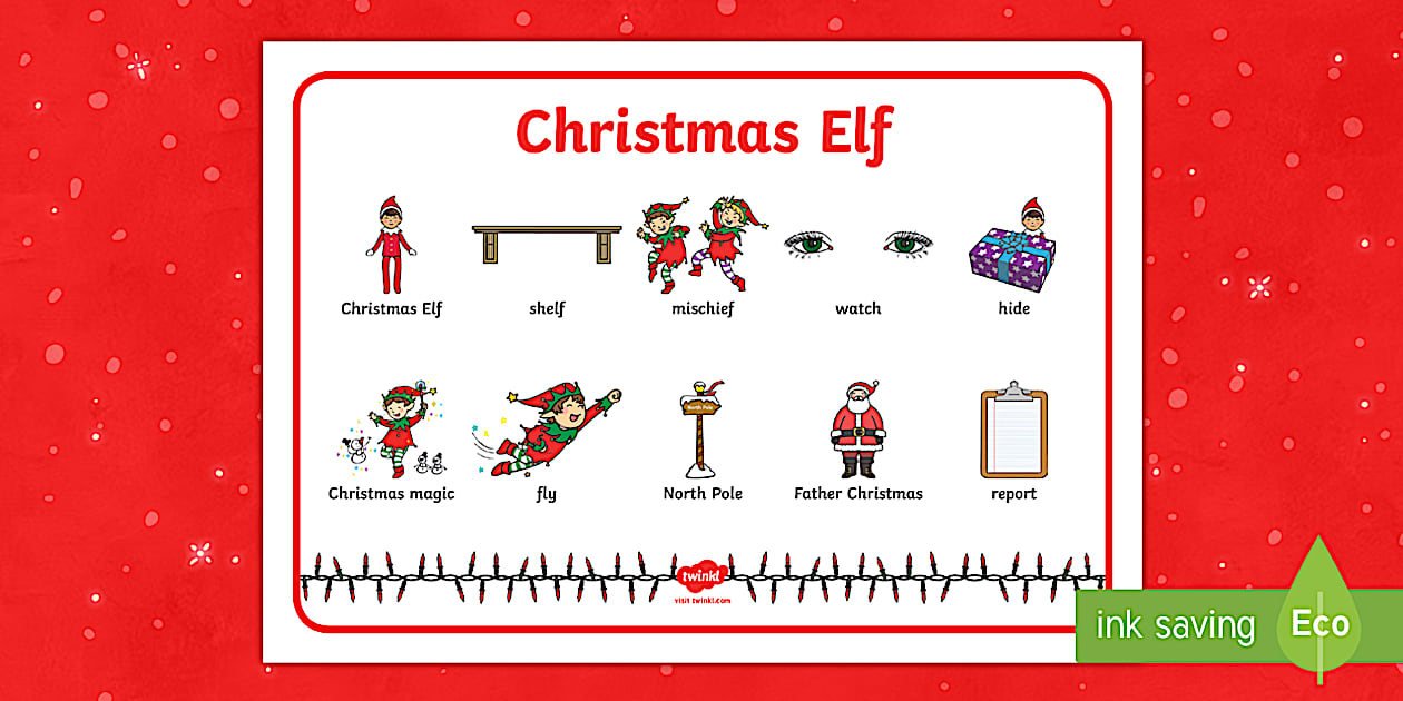 Christmas Elf Word Mat (teacher made) - Twinkl