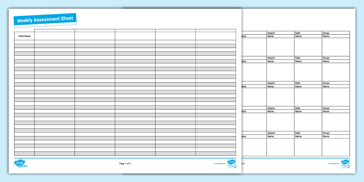 Twinkl Phonics Adult Observation Sheets for Group Activities