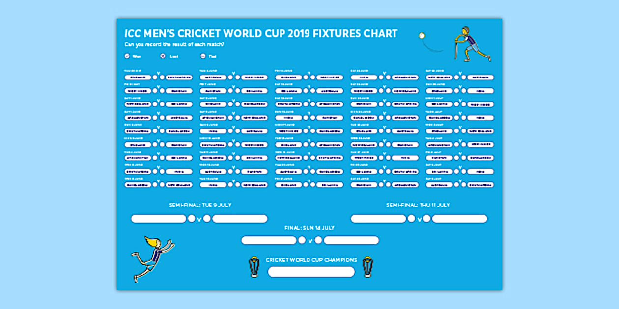 FREE! - ICC Cricket World Cup 2019 Match Fixtures Display Poster