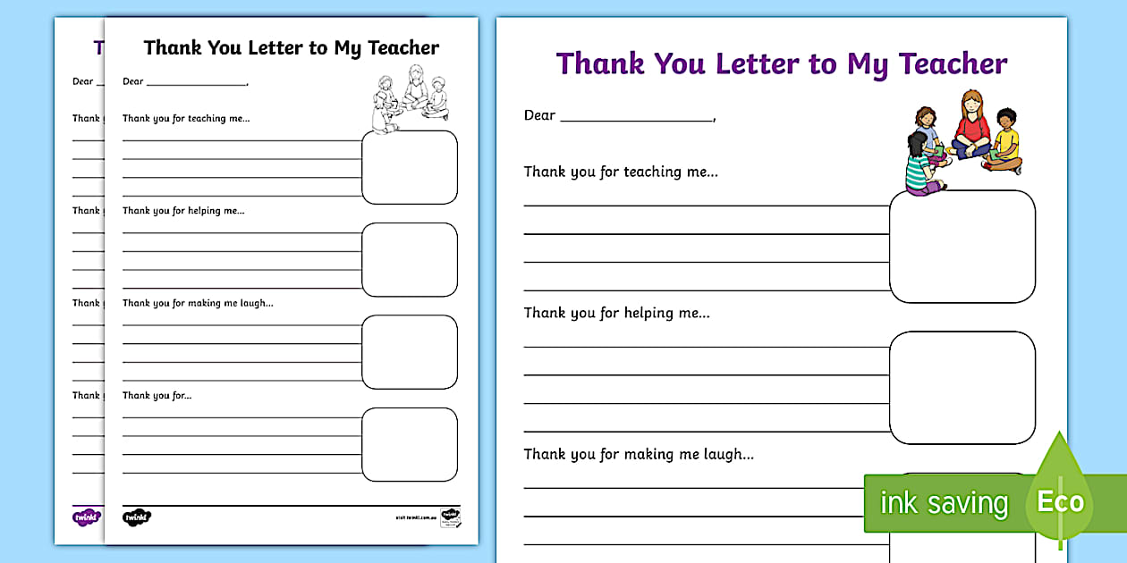 End Of Year Thank-You Letter To Teachers- F-2 - Topics