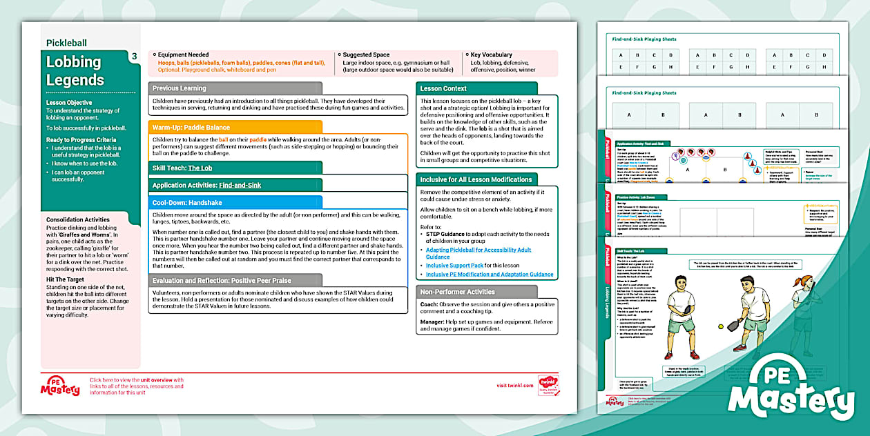 PE Mastery: Grade 3/4 Pickleball Lesson 3 - Lobbing Legends