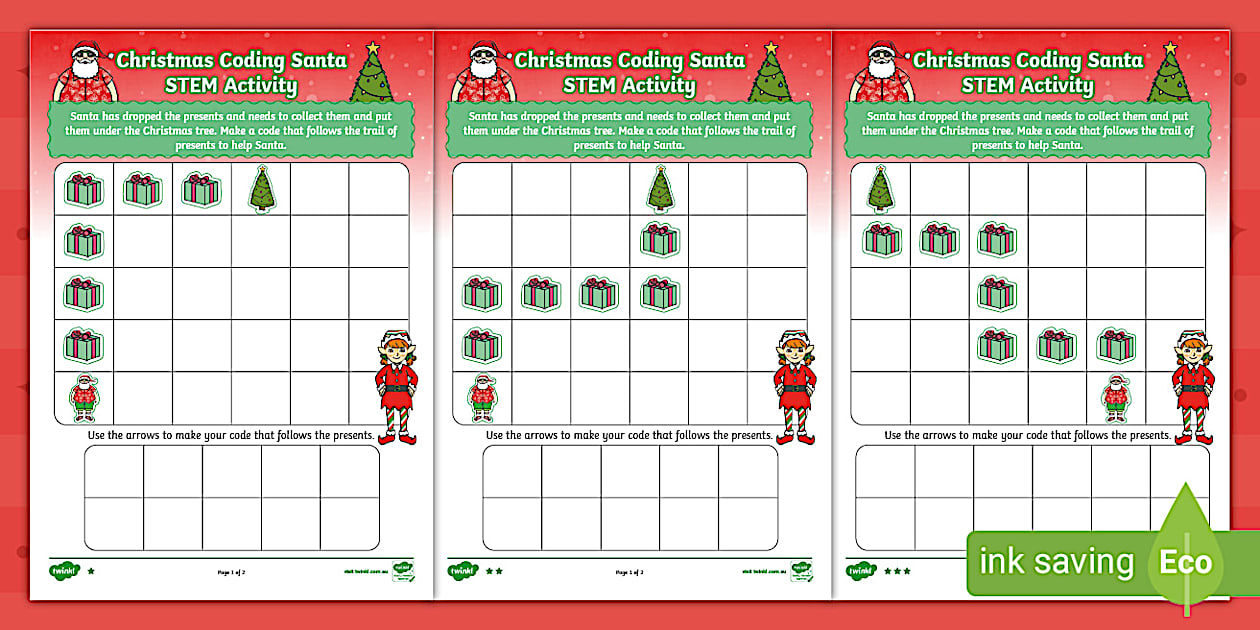 Christmas Coding Santa Stem Activity F 2 Coding Resources