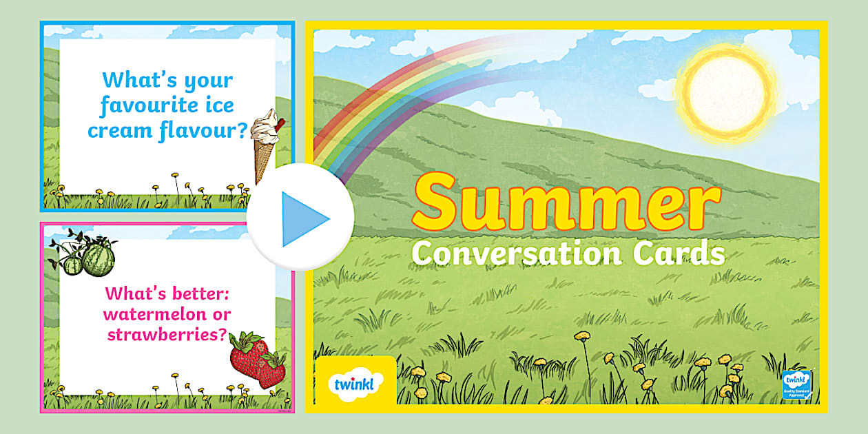 50 ESL Summer Conversation PowerPoint (teacher made)