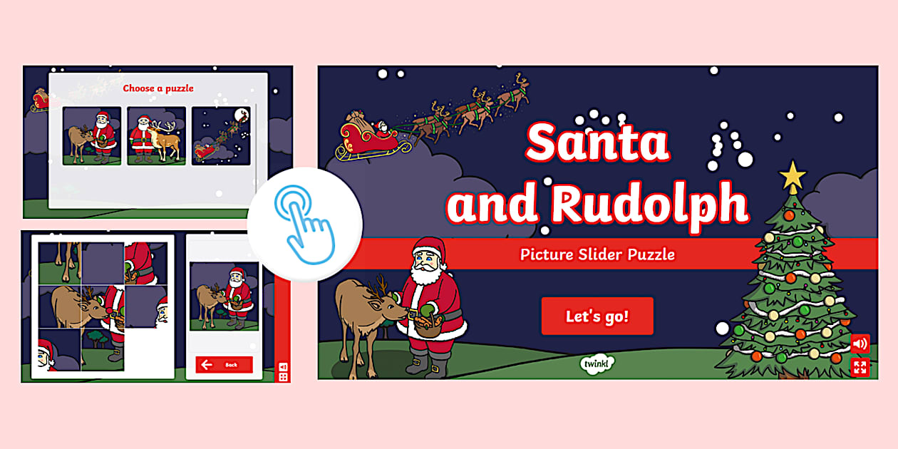 Santa and Rudolph Picture Slider Puzzle | Twinkl | KS1