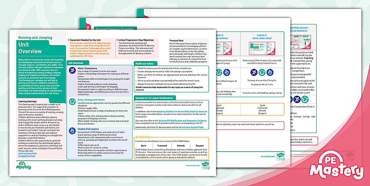 PE Mastery: Year 2 Running and Jumping Unit Overview