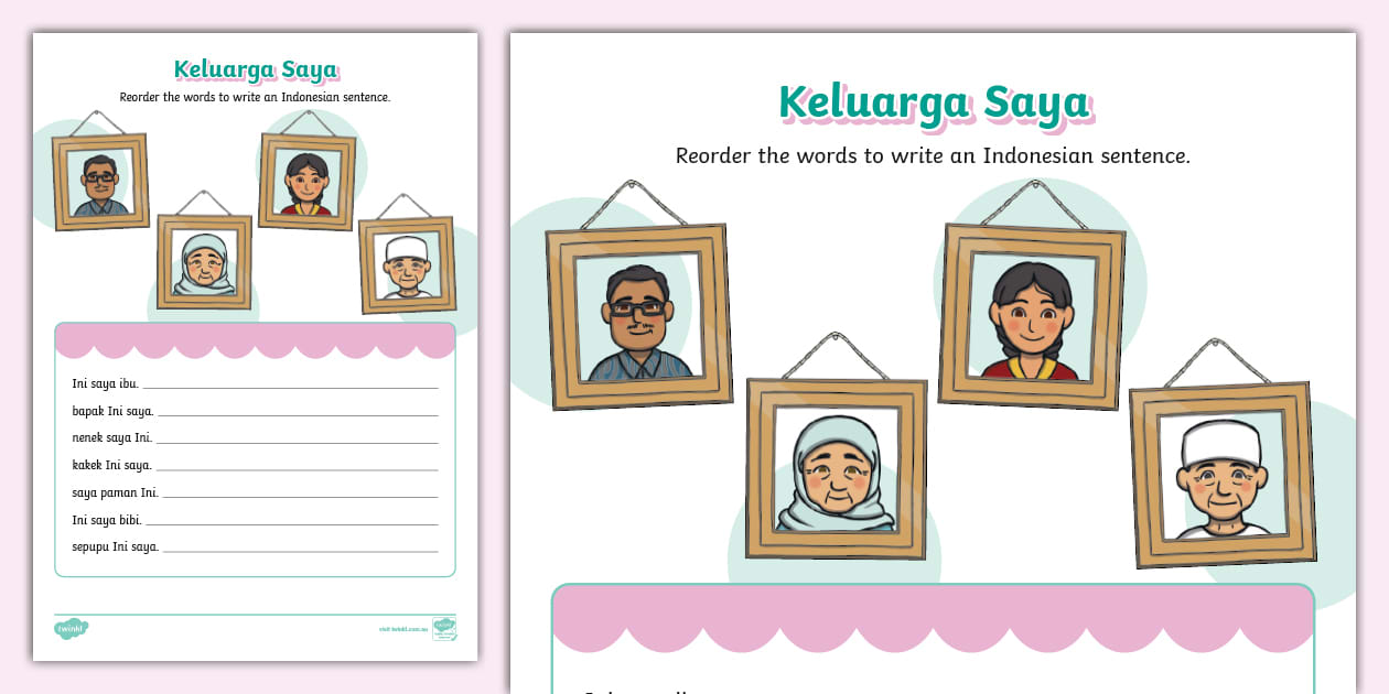Indonesian Family Sentence Scramble Activity - Twinkl