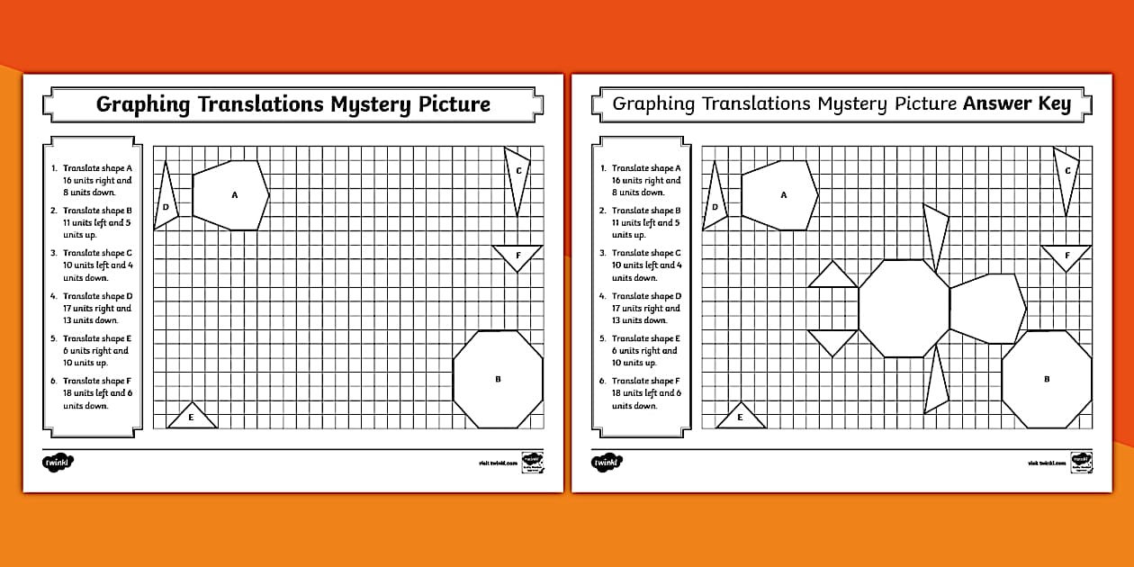 Eighth Grade Graphing Translations Mystery Picture Turtle Worksheet