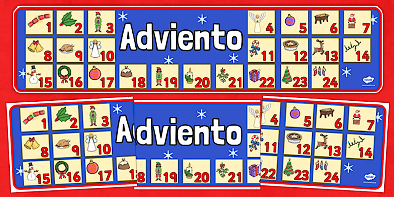 Cursive Advent Christmas Display Banner Spanish - Twinkl
