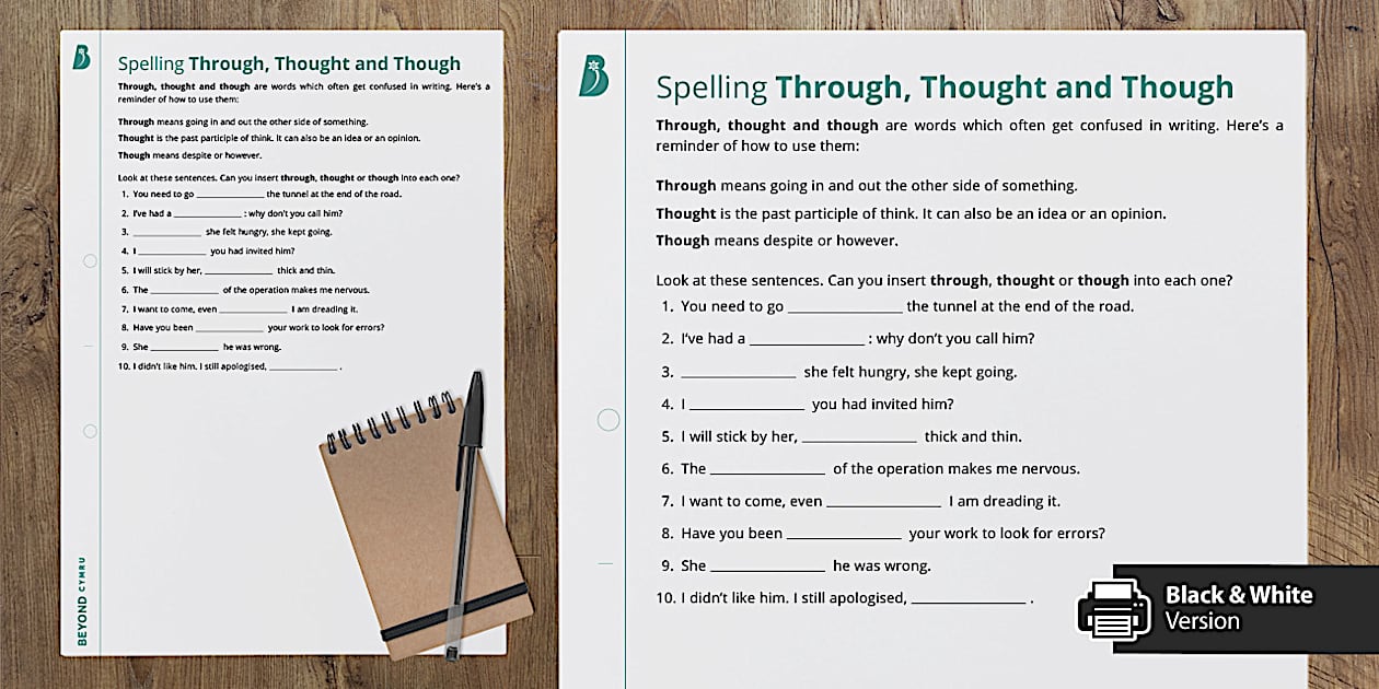 Spelling Through, Thought and Though Activity (teacher made)