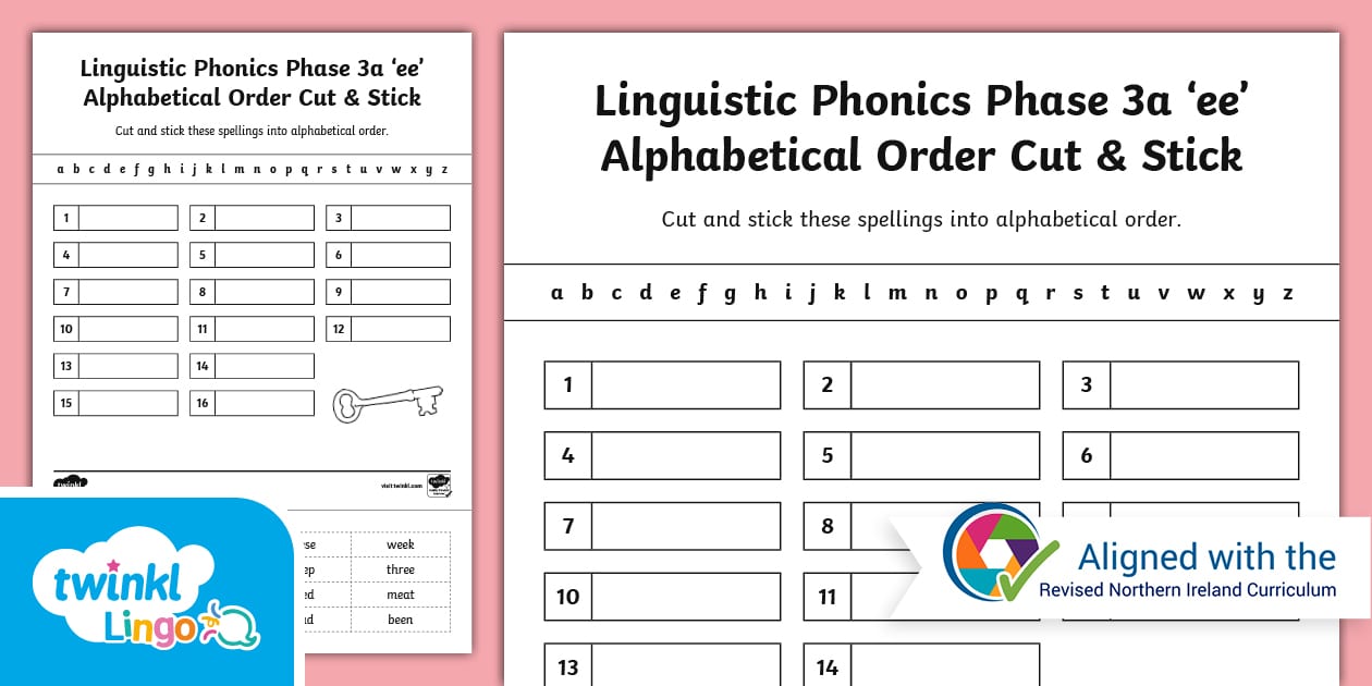 Linguistic Phonics Phase 3a 'ee' Alphabetical Order