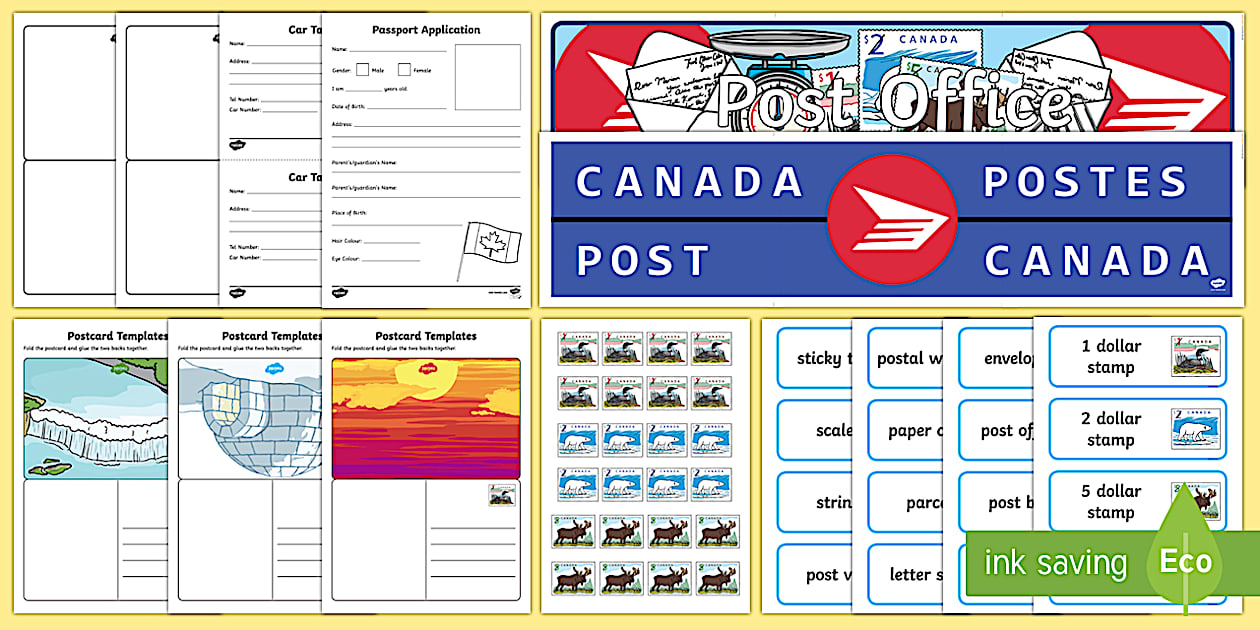 Canadian Post Office Role Play Resource Pack - Post Office Role Play Pack