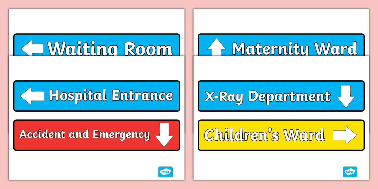 Hospital Signs for Role Play | Twinkl EYLF