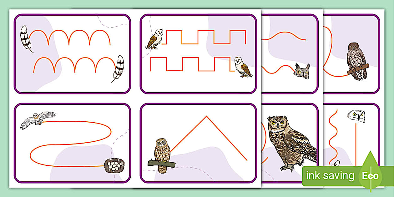 Owl Themed Mark-Making Pattern Cards (teacher made) - Twinkl