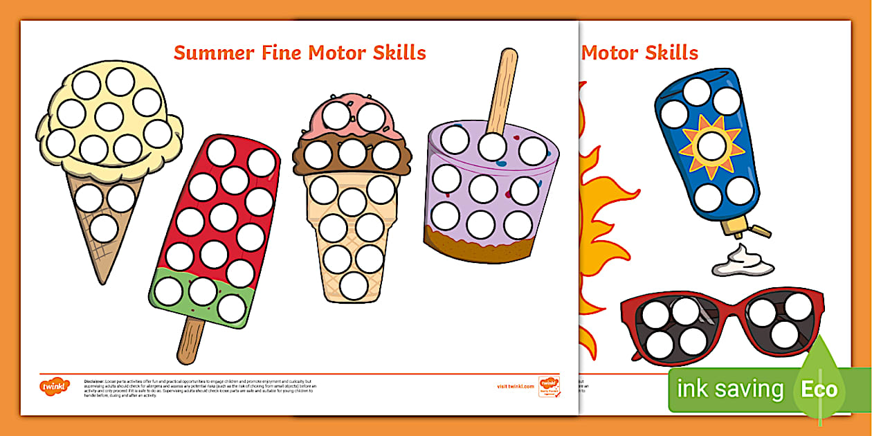 Summer Button Placing Fine Motor Skills Activity - Twinkl
