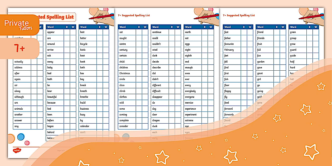 7+ Suggested Spelling List (Teacher-Made) - Twinkl