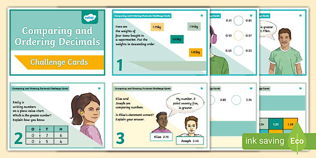 👉 Comparing and Ordering Decimal Challenge Cards - Twinkl
