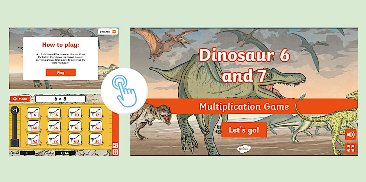Dinosaur 6 and 7 Multiplication Game (teacher made) - Twinkl
